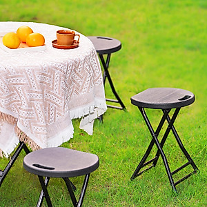 Allpop 2 Pack Folding Stool 18 Inch, Foldable Stool Chair Set of 2, 550lbs Capacity, Portable Round Bar Stool with Handle for Adults Kitchen Garden, Black