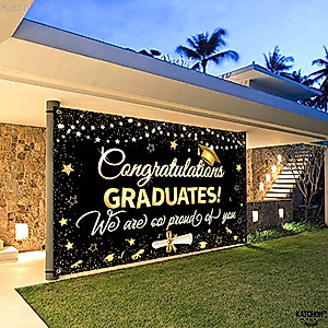 Congratulations Graduates Banner - 72x44 Inch | We Are So Proud Of You Banner for Class of 2023 Graduation Decorations | Graduation Banner, Graduation Party Decorations 2023 | Congratulations Banner
