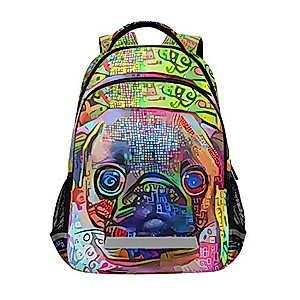 ALAZA Pug Dog Puppy Print Modern Art Backpack Purse for Women Men Personalized Laptop Notebook Tablet School Bag Stylish Casual Daypack, 13 14 15.6 inch