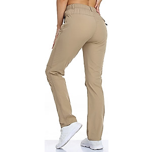 Womens Khaki Golf Pants Quick Dry Travel Nylon Cargo Waterproof Hiking with Pockets Small