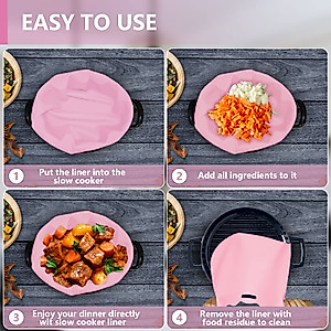 Xandz 3 Pack Silicone Slow Cooker Liners for Crockpot 6 Quart, Reusable Crock Pot Liners Dishwasher Safe Bags Liners Fit Oval Pot