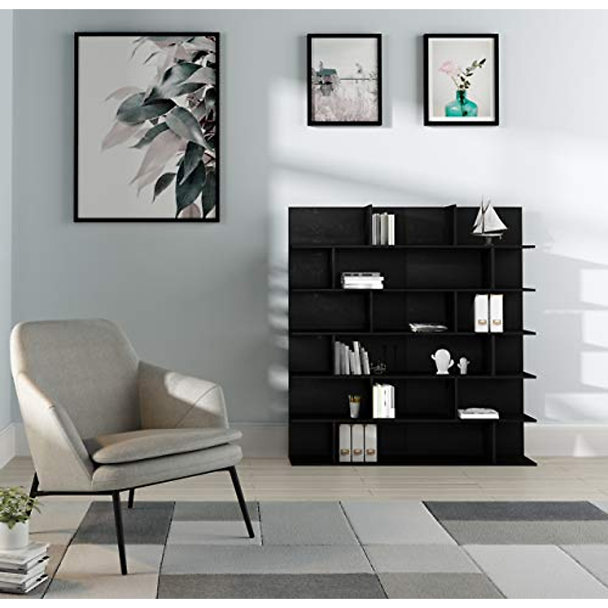 Atlantic Infiniti Modular Storage Shelf 2-Pack – Italian-Design Storage Shelving System with Multiple configurations to Maximize Storage Capacity, Expandable & Stackable, PN 38408097 in Black