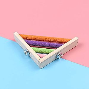balacoo Bird Perch Platform Wooden Parrot Stand Birdcage Corner Playground Colorful Right Angle Perches for Parakeet Cockatiel Guniea Pig Small Animals Random Color