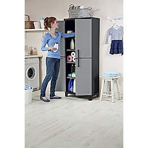 Keter Space Winner Resin Garage Storage Cabinet with Doors and Shelves - Perfect for Garage and Basement Organization