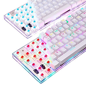 QHH Mechanical Gaming Keyboard RGB LED Rainbow Backlit Wired Keyboard with Red Switches for PC/Gamer, Typist