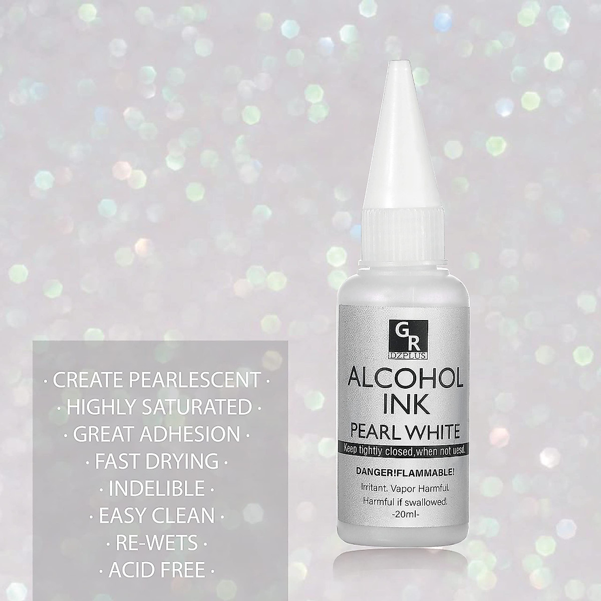 White &Pearl Alcohol Ink Set- 4 Colors for Resin Art | 2x20ml Pearl White | 2x20ml Sinking White Alcohol Based Ink