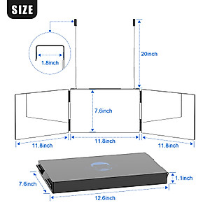 OLIBUY 3 Way Mirror for Hair Cutting, Tri-fold Mirror for Shaver and Makeup, Height Adjustable with Two Hold Nails Self Haircut Mirror can as a Gift for Men or Women
