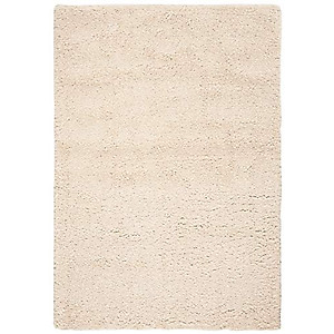 SAFAVIEH Fontana Shag Collection 4' x 6' Cream FNT800B Solid Non-Shedding Living Room Bedroom Dining Room Entryway Plush 2-inch Thick Area Rug