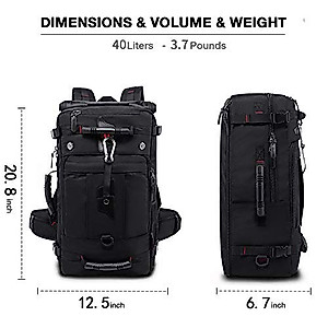 KAKA Travel Backpack, Carry On Backpack Durable Convertible Duffle Bag Fit for 15.6 Inch Laptop for Men and Women(Medium 35L)