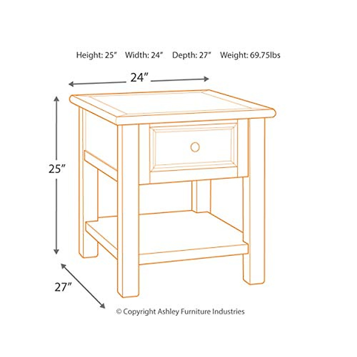 Signature Design by Ashley Bolanburg Farmhouse Square Two Tone End Table, Antique Cream