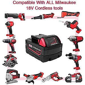 HERISKEER 2-Pack HIGH Output 6.0 Ah 18V Battery for Milwaukee M18 Battery 48-11-1820 48-11-1850 48-11-1860 48-11-1828 48-11-10 Power Batteries