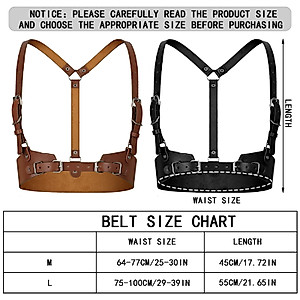 Hicarer 2 Pcs Women Leather Waist Belt Vest PU Leather Belt Fashion Body Chain Adjustable Waist Belt for Party Cosplay(Medium,Classic Style)