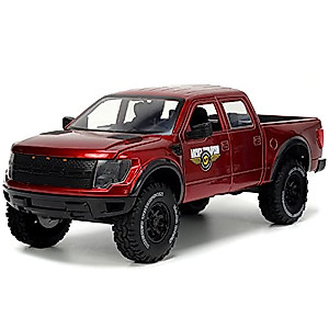 Jada Toys Just Trucks 1:24 2011 Ford SVT Raptor Die-cast Car Red with Tire Rack, Toys for Kids and Adults