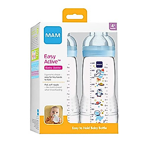 MAM Easy Active Baby Bottle, Switch Between Breast and to Clean, 4+ Months, Boy,(Pack of 2)
