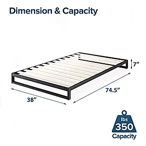 ZINUS Trisha Metal Platforma Bed Frame, Wood Slat Support, No Box Spring Needed, Easy Assembly, Twin