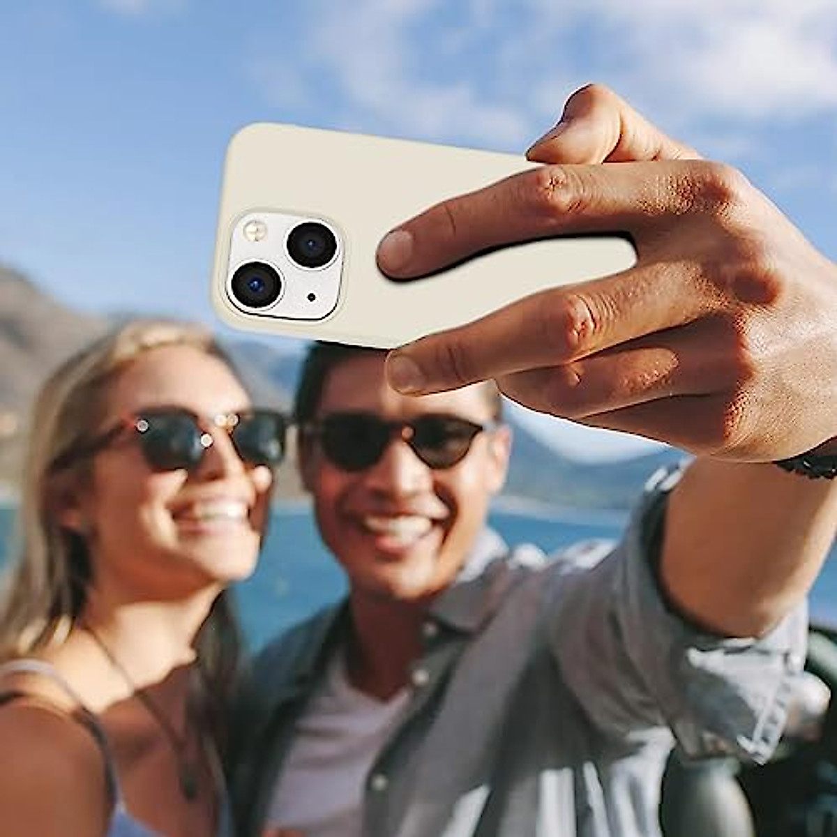 YATWIN [5 in 1 Designed for iPhone 13 Case with 2X Screen Protector + 2X Camera Lens Protector, Liquid Silicone Slim Soft Rubber Shockproof Phone Case Cover for iPhone 13 (6.1") - Mint White