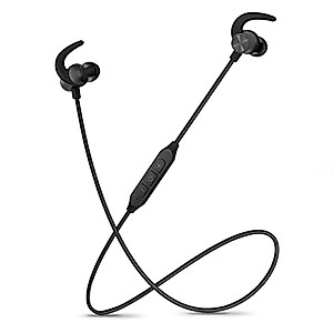 Motorola Bluetooth Sport Neckband SP105 In-Ear Wireless Headphones with Mic for Clear Phone Calls - IPX5 Sweat Resistant, Light Tangle-Free Design for Active Lifestyle, Ear Fins for Secure Fit - Black
