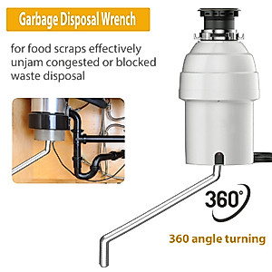 Garbage Disposal Wrench, Garbage Disposal Allen Wrench Tool Compatible with InSinkErator Garbage Disposal for Un-Jam/Food Garbage Disposal Fix Garbage Disposal Repair/Unclog Kitchen Sink, Silver