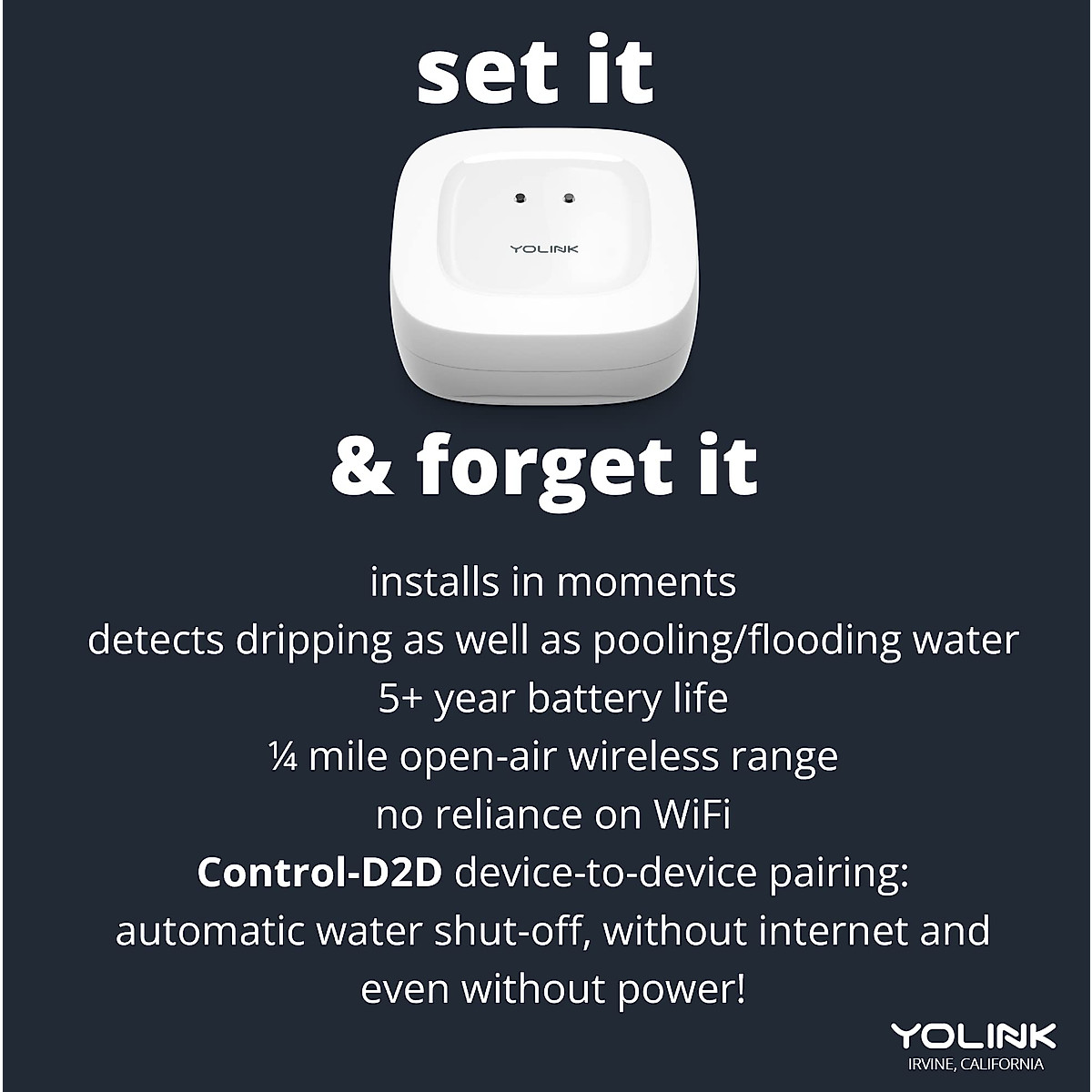 YoLink Water Leak Detection Starter Kit, w/SpeakerHub Audio/Talking Hub & Water Leak Sensor 1, LoRa Up to 1/4 Mile Open-Air Range, SMS/Text, Email & Push Notifications, w/Alexa, IFTTT, Home Assistant