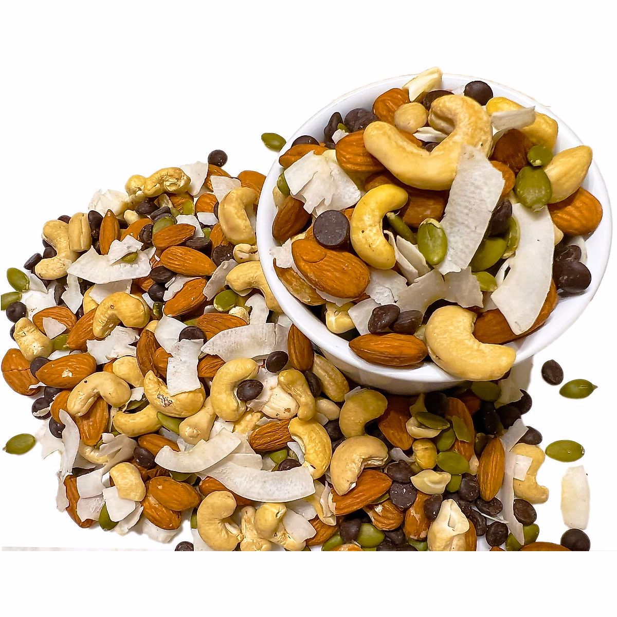 BetterFoods Coconut Chocolate Keto Trail Mix | Vegan, Keto-Friendly, Only 1g Sugar & 4g Net Carbs | Almonds, Cashews, Sugar-Free Chocolate Chips & Organic Coconut Blend, 20oz