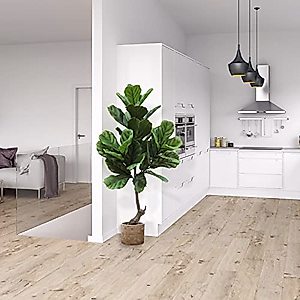 Melli Welli Artificial Fiddle Leaf Fig Tree 4.1FT Tall Fake Fiddle Leaf Fig Plant Faux Tree in Pot Ficus Tree for Home Decor Indoor Outdoor Office Living Room Bathroom Corner