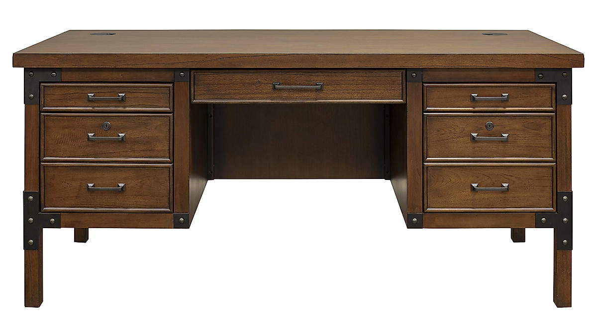 Martin Furniture Half Pedestal Desk in Brown - Elegant & Functional
