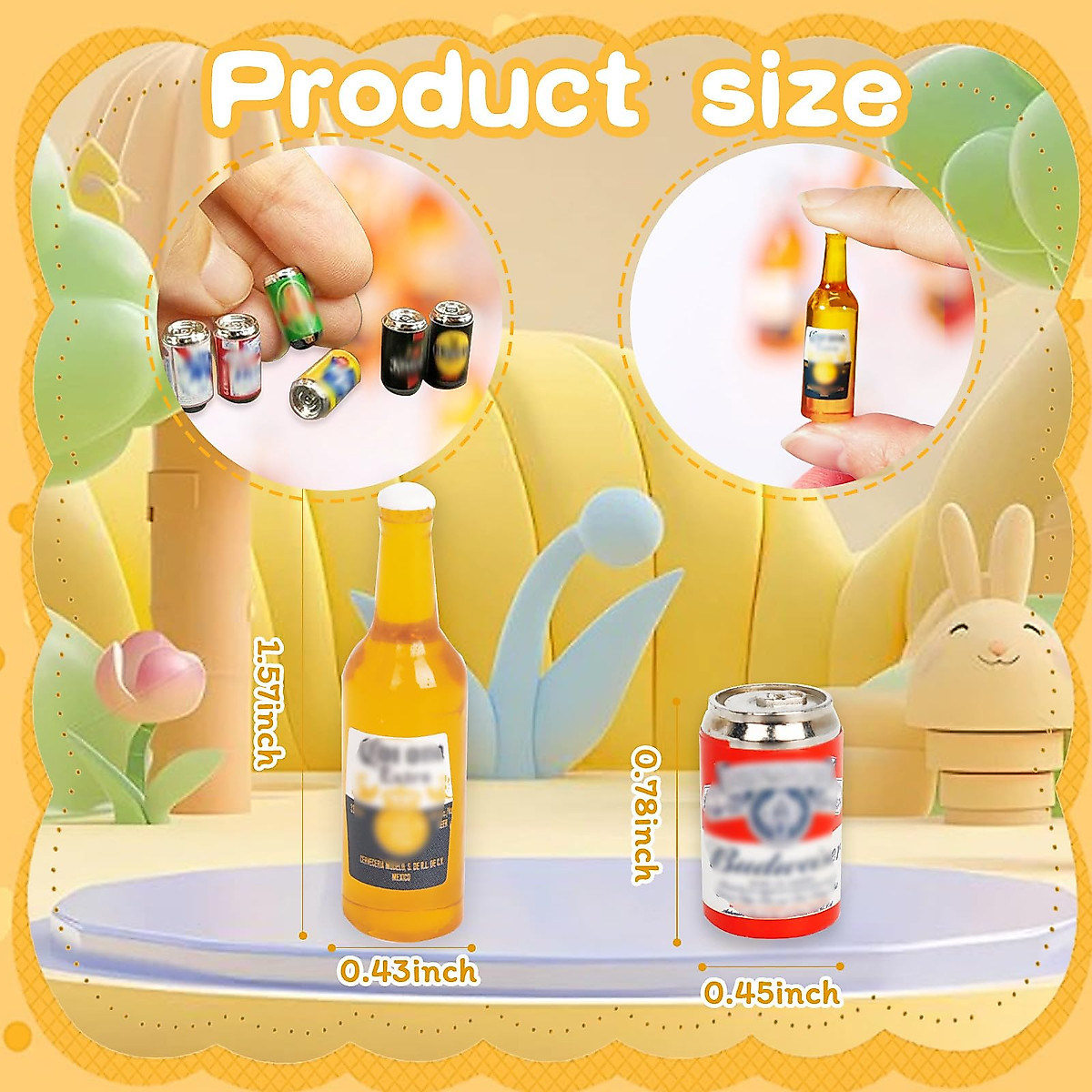 1:12 Scale 11 Pcs Miniature Beer Bottles and Beer Cans Mini House Drink Accessories for Fairy Garden Pub Bar Decoration Dollhouse Beer Glass Model