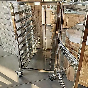 Wonetfls Fully Enclosed Rolling Bakers Rack,9-Tier Stainless Steel Baking Sheets Storage,Cookie Cooling Racks for Baking Commercial Bread Pan Rack Suitable for Bakery Restaurant and Hotel