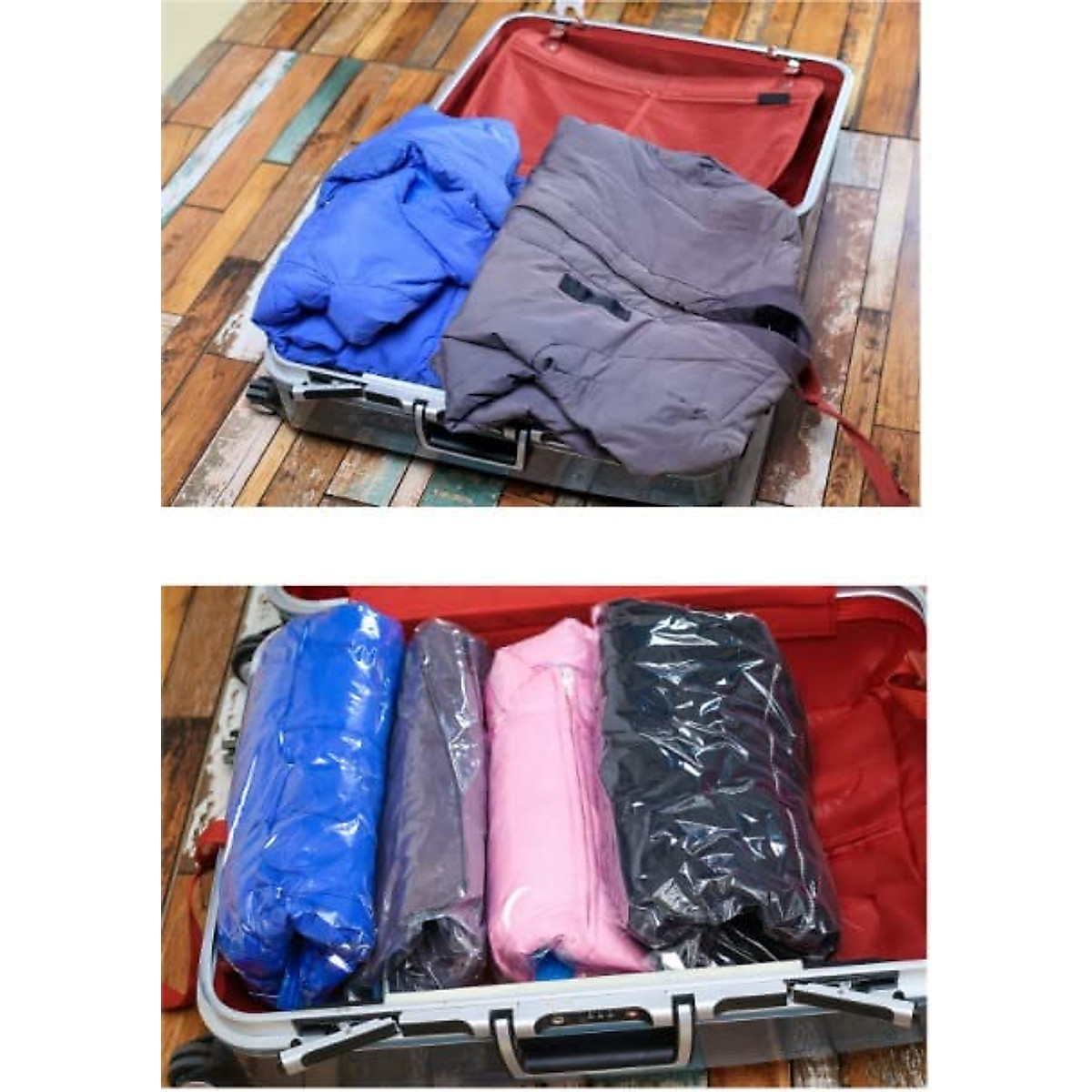 16 Travel Compression Bags Roll Up Space Saver Bags for Luggage, (6 Large, 6 Medium, 4 Small) No Vacuum or Pump Needed Vacuum Storage Bags for Travel