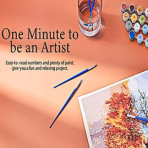 Fycert (4 Pack) DIY Paint by Numbers Kits,Canvas Oil Painting Set for Adults Beginner,16" L x 12" W Drawing Paintwork with Paintbrushes,Acrylic Pigment - Tree & Moon,Version 1