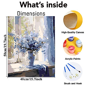 Nzhidey Flowers Paint by Numbers Kit for Adults-Flowers Paint by Numbers on Canvas, DIY Acrylic Flowers Paint by Number Kits for Wall Hanging Home Room Decor Gift 16x20inch