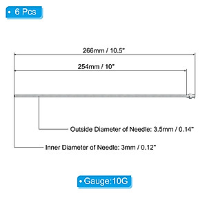 PATIKIL Blunt Tip Dispensing Needle 10G, 6 Pcs 10 Inch Stainless Steel Liquid Dispenser Needles with Lure Lock for Refilling Liquid Inks Adhesives Glue