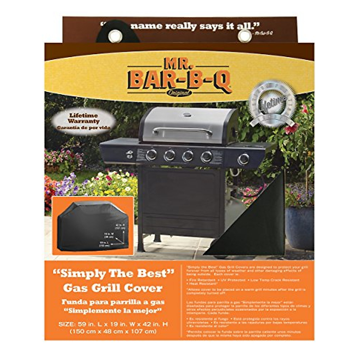 Mr. BBQ Platinum Prestige Large Grill Cover - Helps Prevent Cracking and Rusting - Waterproof Material - UV Protection - Snow and Rain Protection - Heat and Flame Resistant-59"x19"x42"