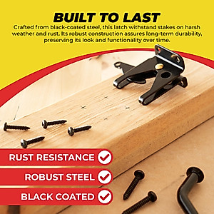 Self Locking Automatic Gravity Lever Fence Gate Latch, Steel, Black