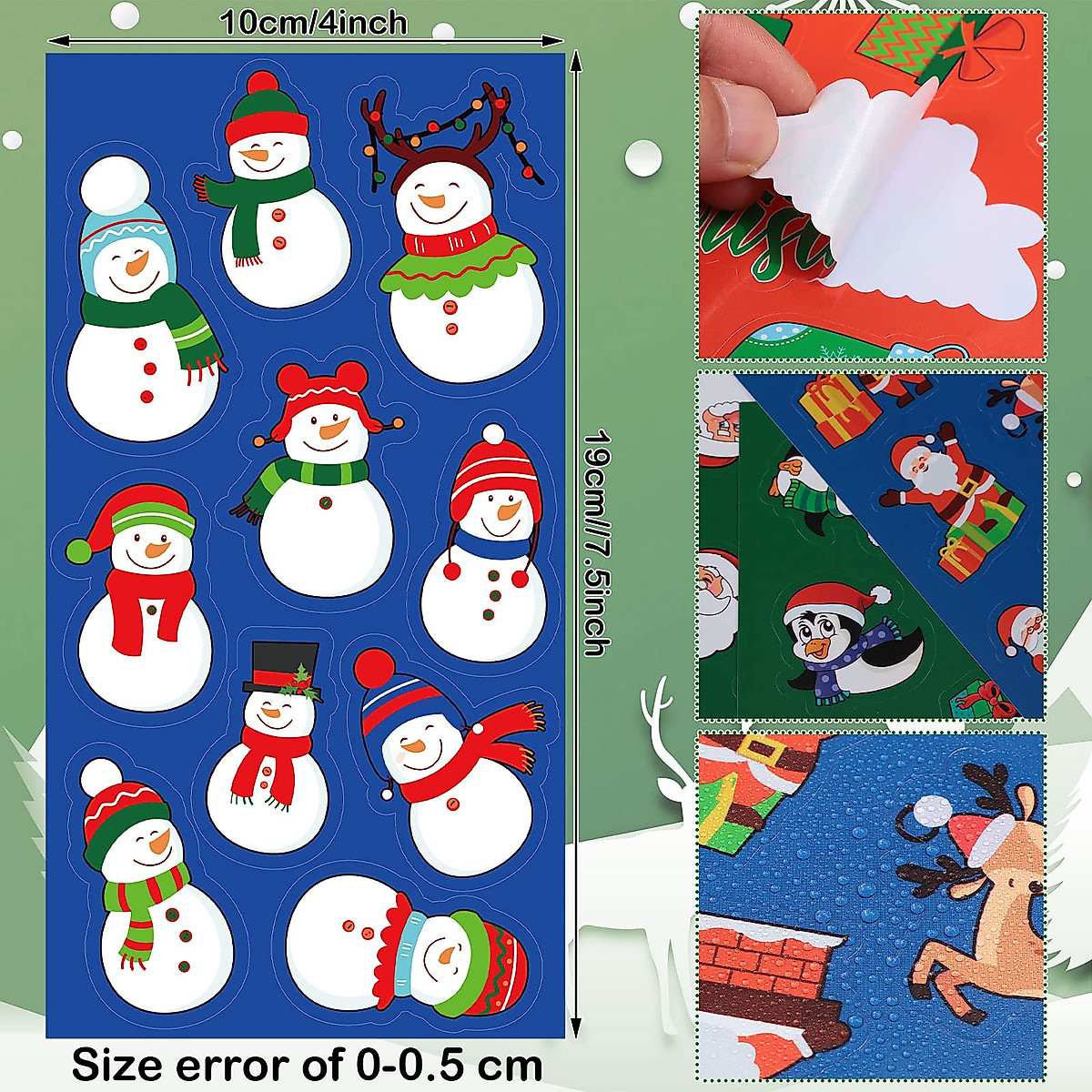 1200 Pcs Christmas Theme Sticker for Kids Christmas Tree Snowflake Stickers Gingerbread Stickers Santa Claus Stickers Holiday Stickers for Teachers Christmas Winter Classroom Party Favor