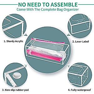 NPPLUS Bag Storage Organizer, Acrylic Baggie Organizer Plastic Bag Dispenser Holder For Gallon Quart Sandwich And Snack - 4 Pack (No Magnets)