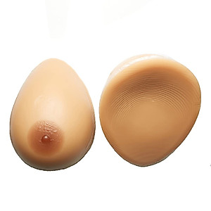 TC-GFR A Pair Brown Waterdrop Shape Silicone Breast Forms Crossdresser Cosplay Prosthesis Mastectomy Fake Boobs Silicone Prosthetic Breast Forms Self-Adhesive Fake Breasts,Xxs/300g/1pair