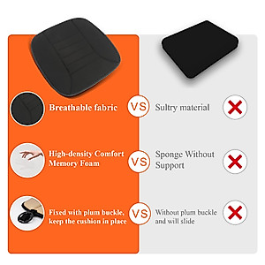 kingphenix Car Seat Cushion with 1.2inch Comfort Memory Foam, Seat Cushion for Car and Office Chair (Black)