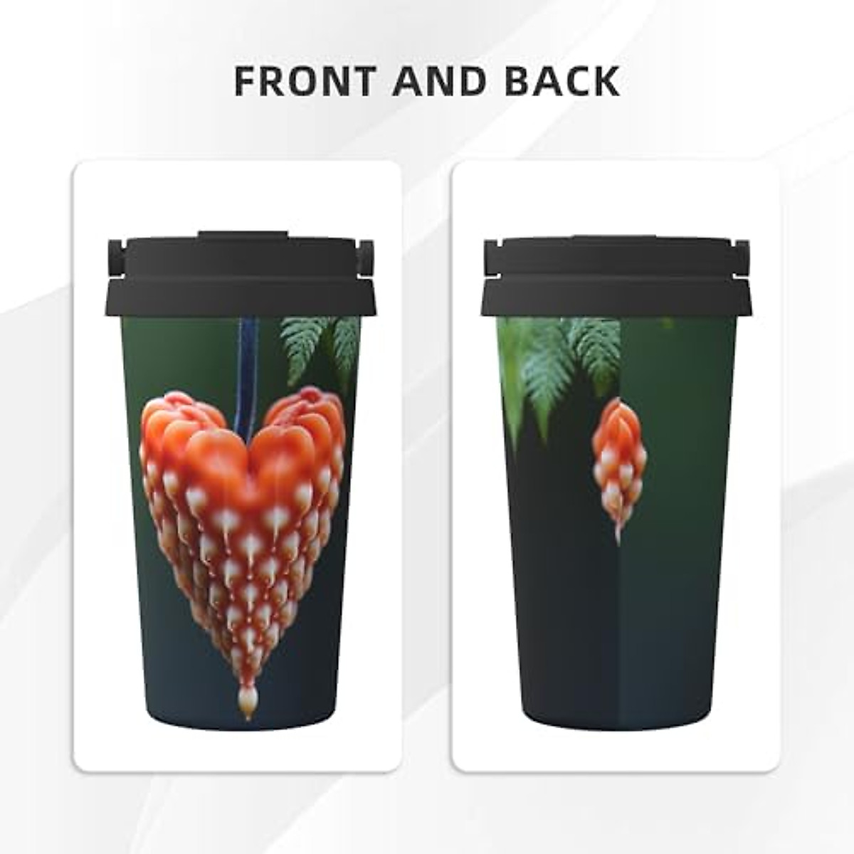 WANGXUEE Heart Shaped Flower Print 500ml Stainless Steel Travel Tumbler Double Wall Vacuum Insulated Coffee Mug