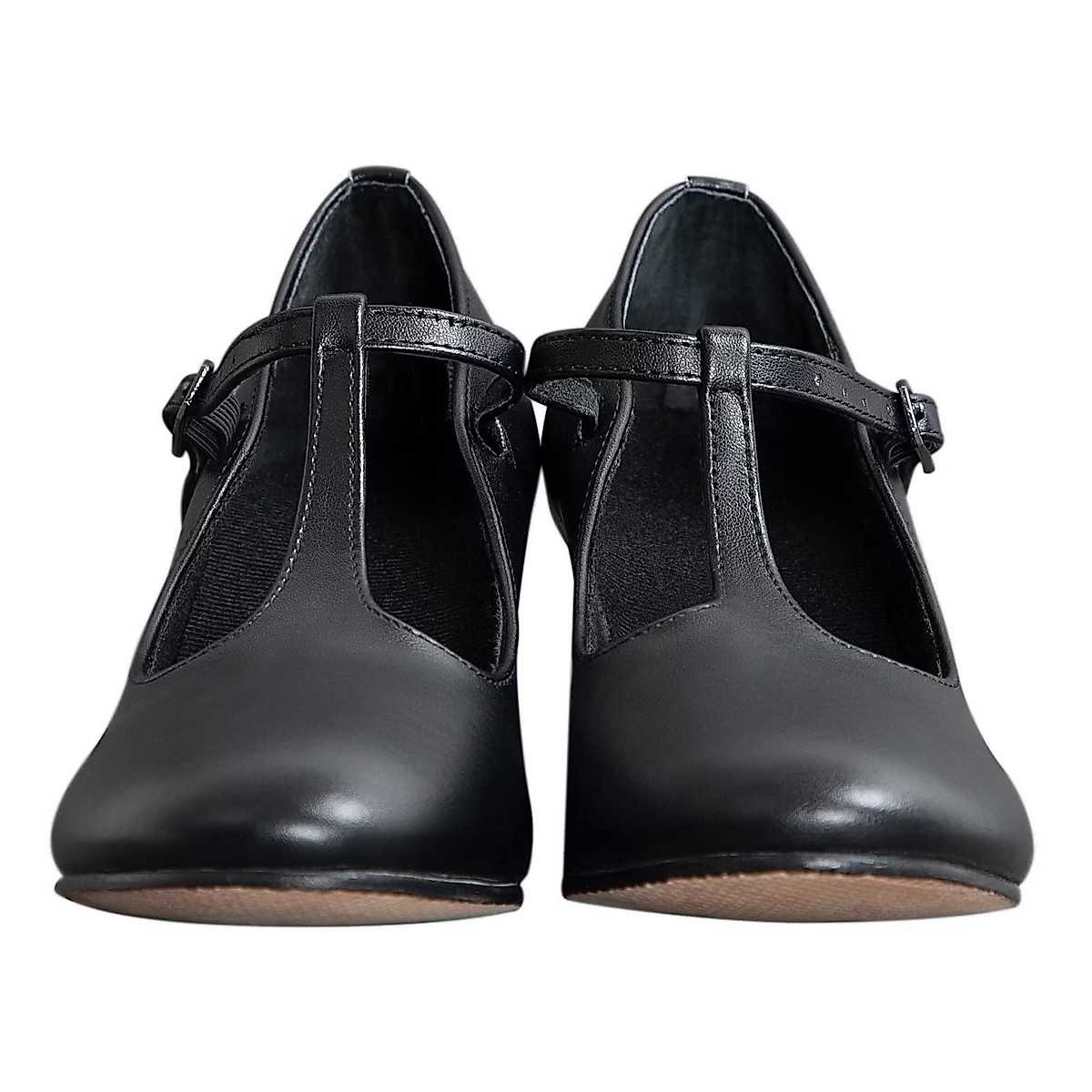 ARCLIBER Black Character Shoes for Women PU Leather T Strap 2.3" Dance Heels for Ballroom Salsa Tango-9