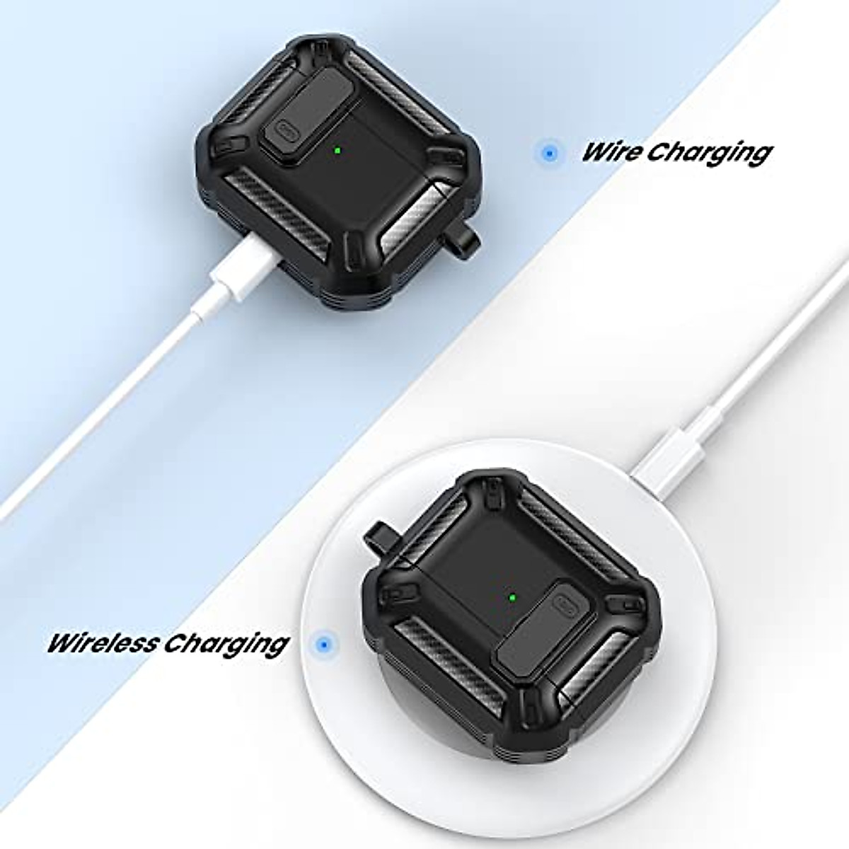 ACAGET for Airpods 3 Case Cover with Keychain, Secure Lock Full Body Protective Rugged Airpods 3 Case Shockproof Hard Shell Armor Case for AirPods 3rd Generation Supports Wireless Charge Men Boy Black