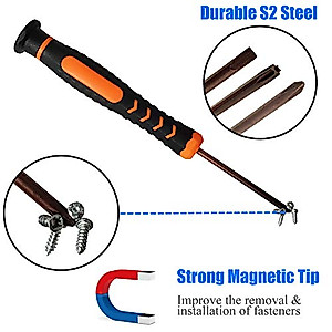 Tockrop 11 PCS Screwdrivers Set - with Torx Bit T6 T5 T4 T3 T2, Phillips Bit 2.0 1.5 1.2, Flathead Bit 2.0 1.5, Tri-Point Bit 2.0 - Magnetic Screwdrivers Precision Repair Tool Kit