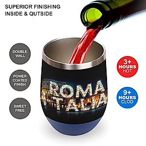 Roma Italia Funny Wine Tumbler 12 Oz Stainless Steel Insulated Mug Double Wall Water Cup with Lid