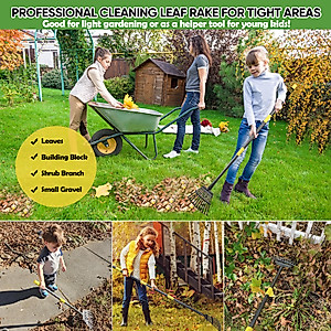 Coopvivi Garden Leaf Rakes, 6FT Rakes for Lawns Heavy Duty 11 Metal Tines 9 inch Wide, Adjustable Long Steel Handle, Small Shrub Rake, Gathering Leaves (Black)