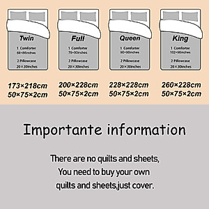 ZILOOK 3 Piece Bedding Set Printed Duvet Cover Set Printed Bed Comforter Cover Quilt Covers with Pillowcases for Your Own Bedroom(Queen)