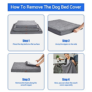 OhGeni Orthopedic Dog Beds for Large Dogs,Dog Bed with Plush Egg Foam Support and Non-Slip Bottom, Waterproof and Machine Washable Removable Pet Bed Cover