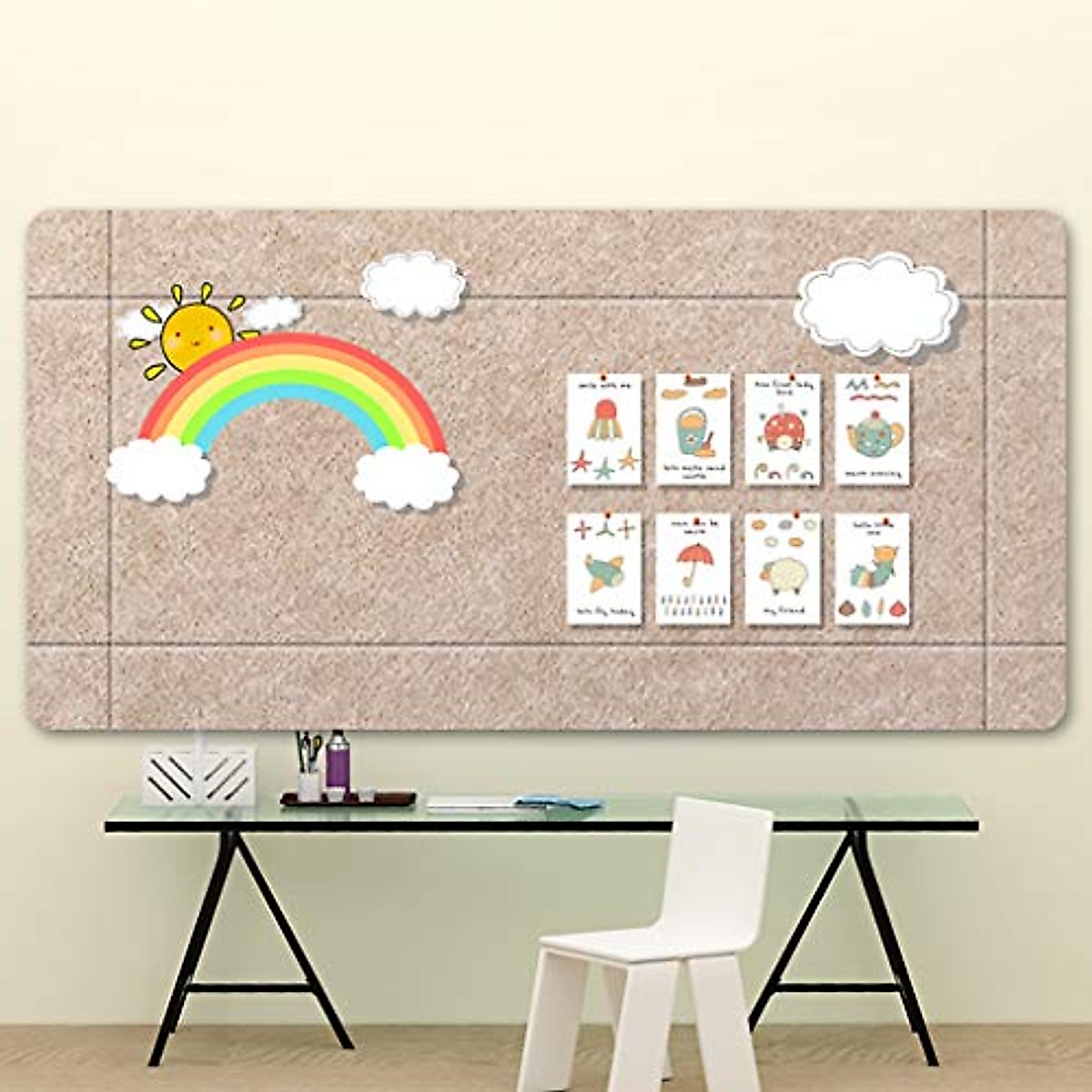 Felt Board Room Decoration Photo Wall, Tic Tac Toe Felt Wall Sticker, Cork Board Photo Wall, Kindergarten Background Board