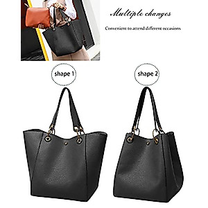 ALIDIA Tote Handbags for Women Large Capacity Bags Waterproof Faux Leather Crossbody Travel Purse Work Satchel Shoulder Bags,Black