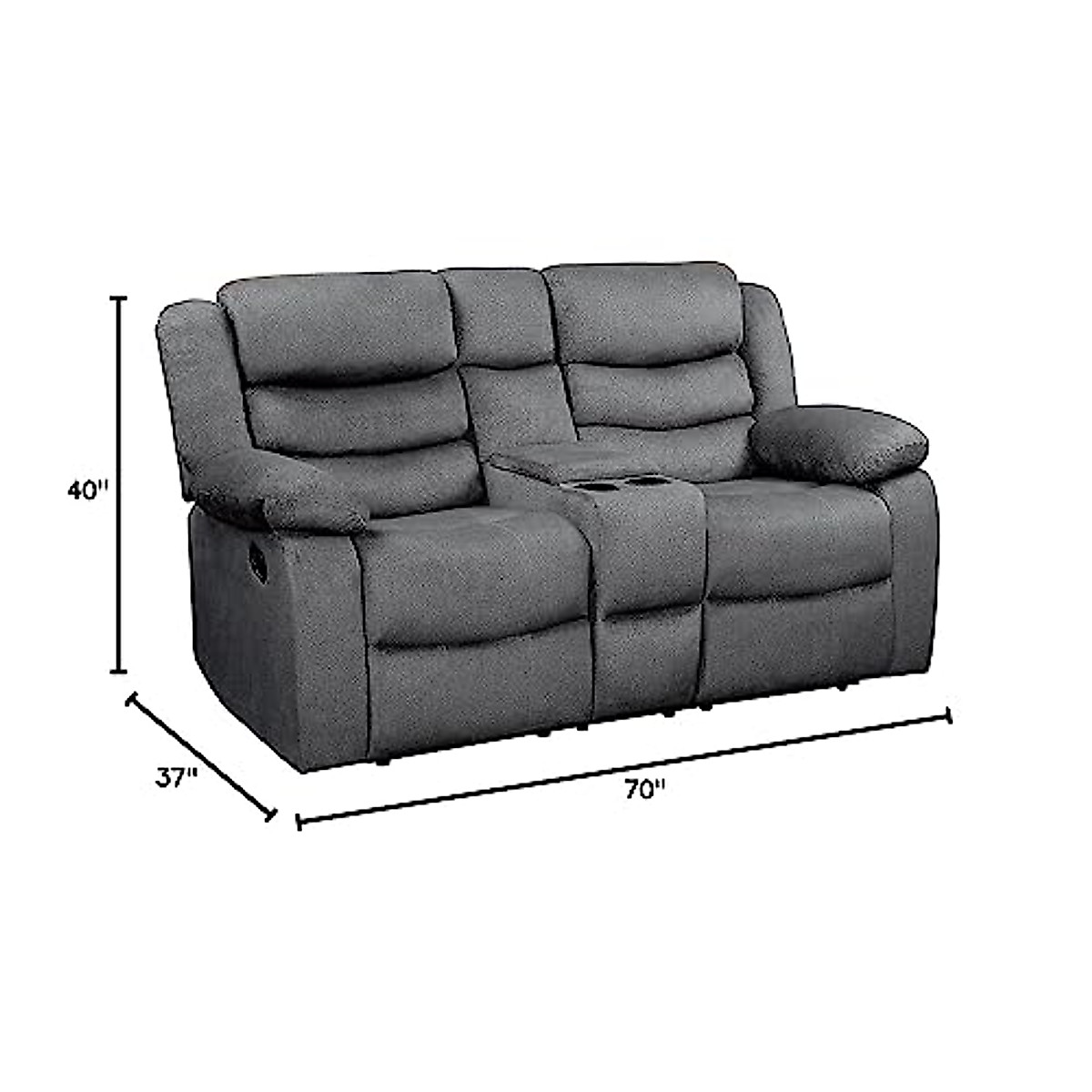 Lexicon Farren Fabric Manual Double Reclining Loveseat, Gray