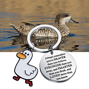 WSNANG Cute Duck Jewelry You are Braver Stronger Smarter Than You Think Keychain Duck Inspirational Gifts for Duck Lover (Duck Always KC)